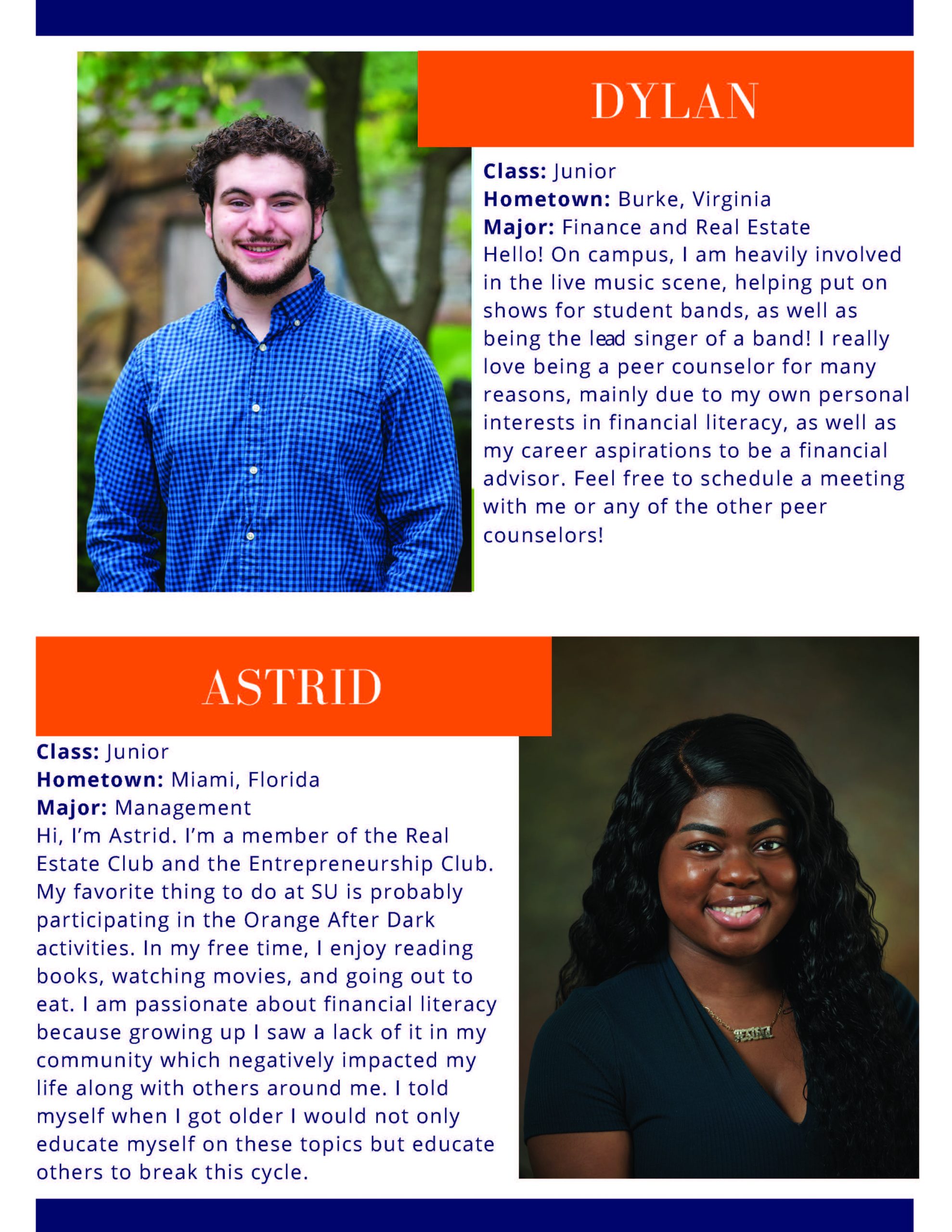 Meet the Peer Counselors - Financial Literacy – Syracuse University