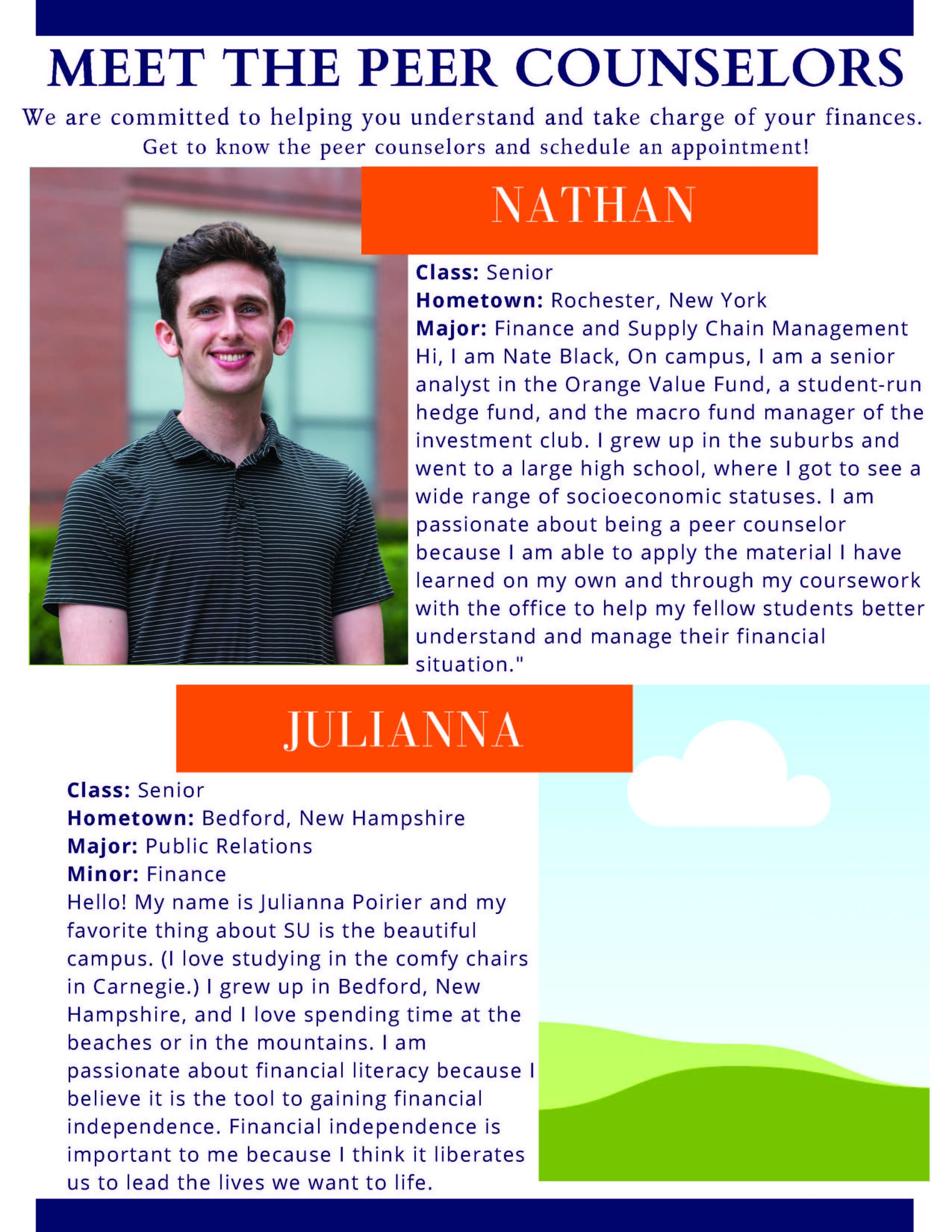 Meet the Peer Counselors - Financial Literacy – Syracuse University