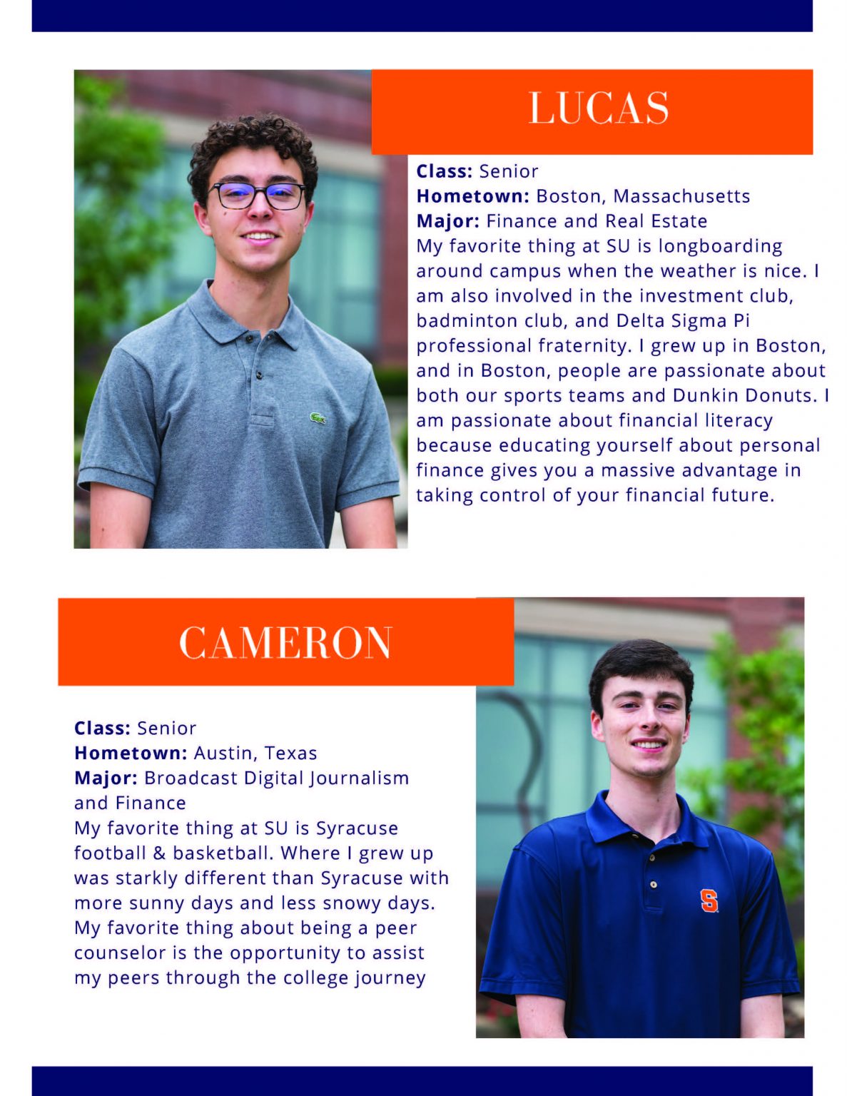 Meet the Peer Counselors - Financial Literacy – Syracuse University