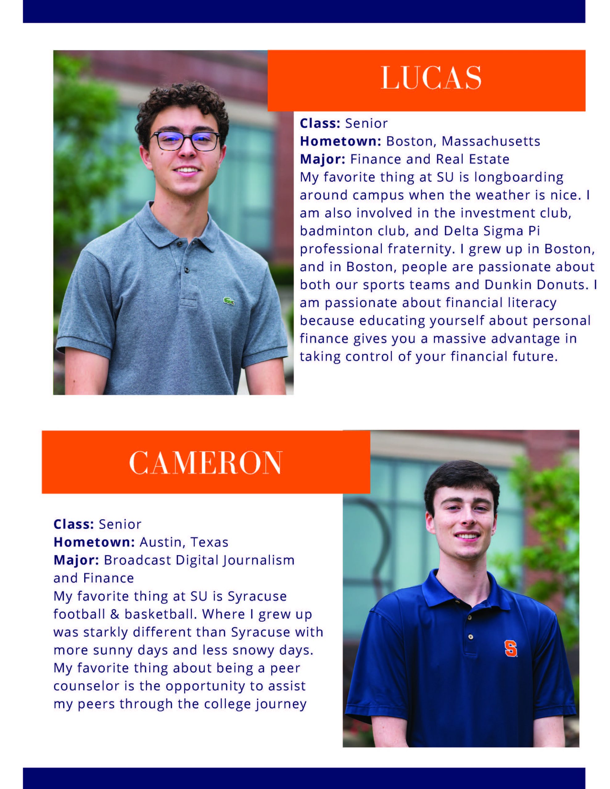 Meet the Peer Counselors - Financial Literacy – Syracuse University